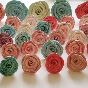 Roses Ceramic 2 Inch Round Anniversary Gift Floral Decor Handmade Roses ...