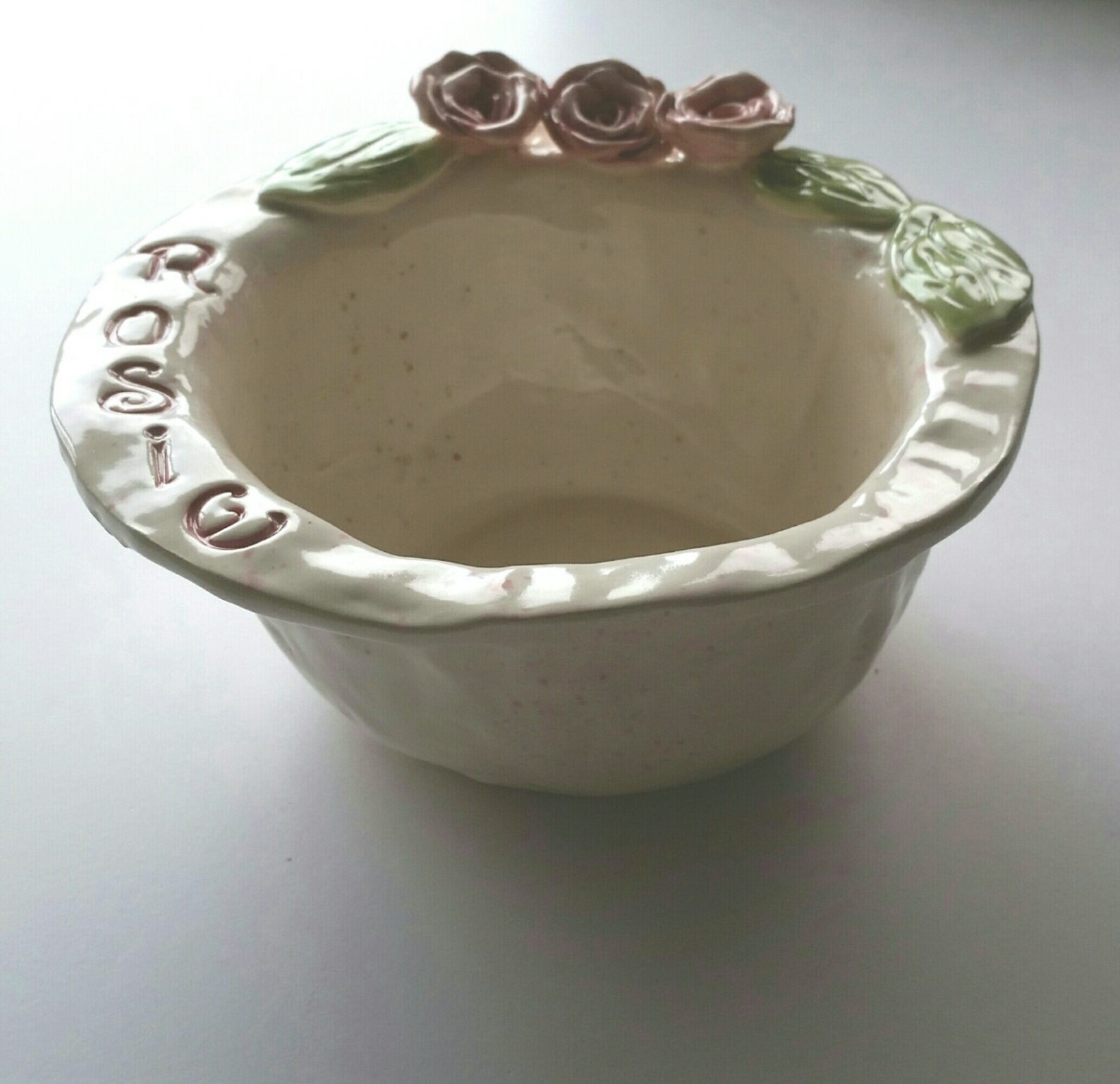 Personalized Round Pet Dish Cat Dish or Dog Dish With Roses - Etsy
