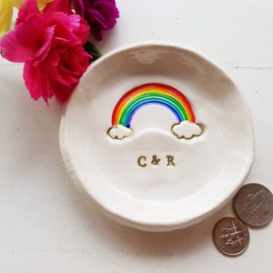 Rainbow Gay Pride Trinket Dish Wedding Friendship Ceramic With Gold ...