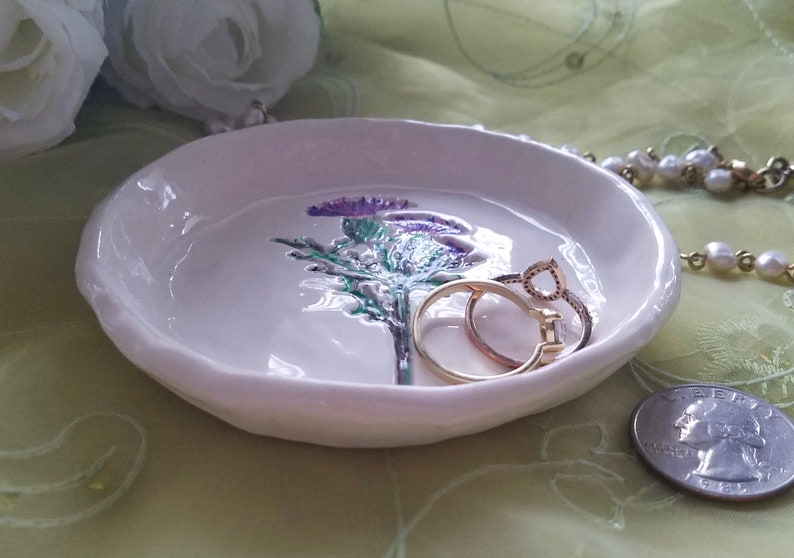 Ceramic Trinket Dish Outlander Thistle Design Gift Jewelry | Etsy