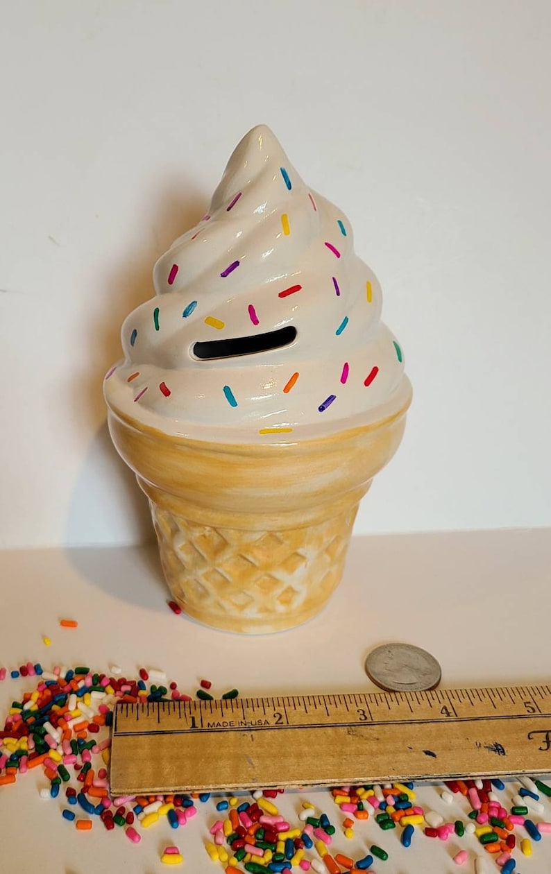 Ice Cream Cone Bank/soft Serve/medium Size Ceramic/bakery | Etsy