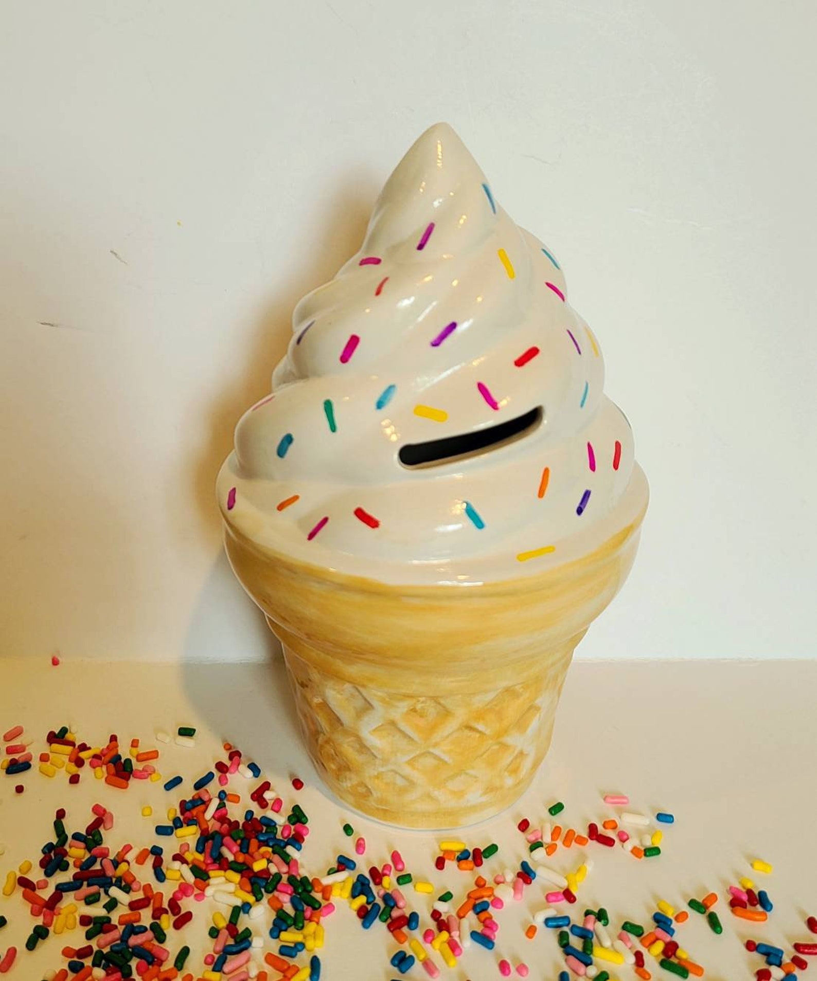 Ice Cream Cone Bank/soft Serve/medium Size Ceramic/bakery | Etsy