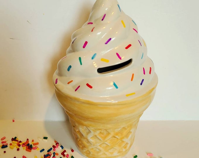Ice Cream Cone Bank/soft Serve/medium Size Ceramic/bakery Design ...