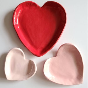 Ceramic Heart Shaped Dishes/valentine Hearts/handmade Three Nesting ...