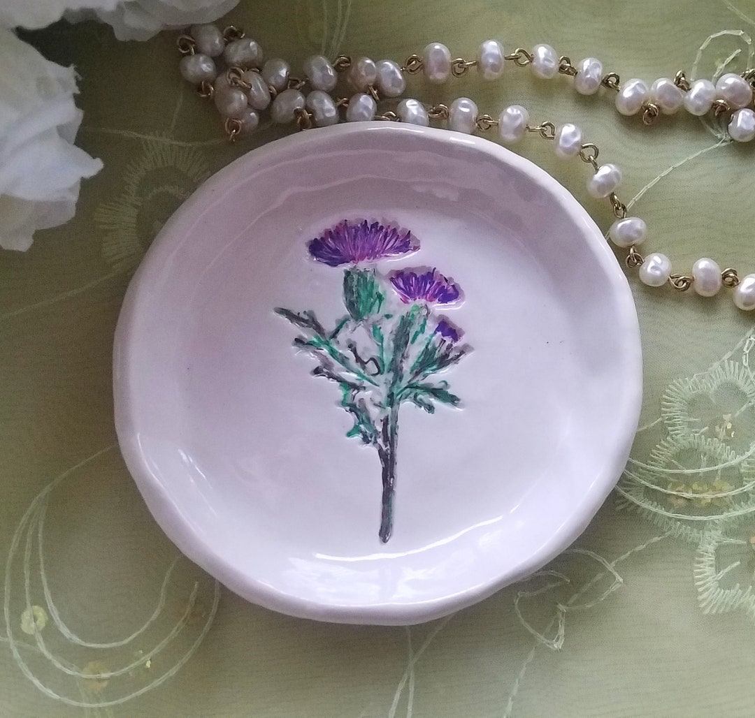 Ceramic Trinket Dish Outlander Thistle Design Gift Jewelry Storage Dish ...