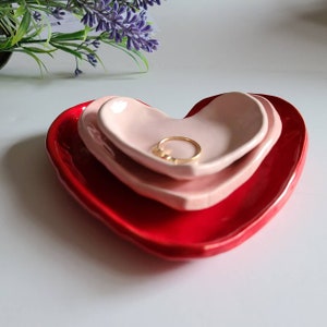 Ceramic Heart Shaped Valentine Hearts Gift Set Handmade Three Nesting ...
