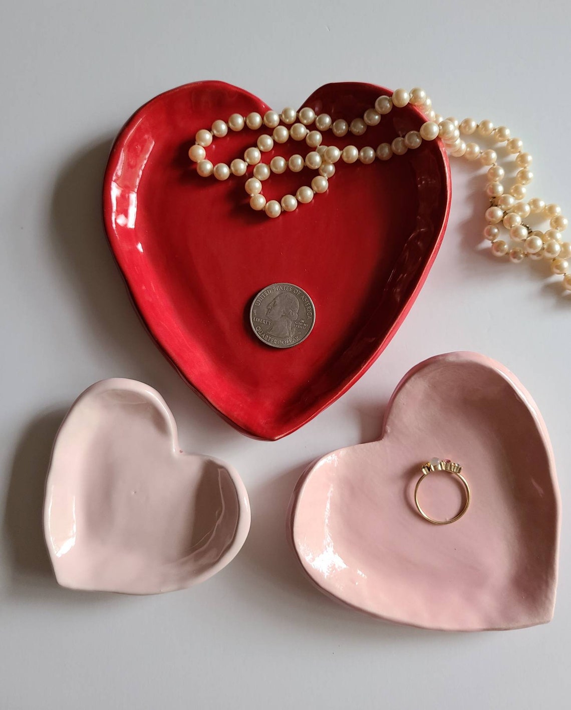 Ceramic Heart Shaped Valentine Hearts Gift Set Handmade Three - Etsy
