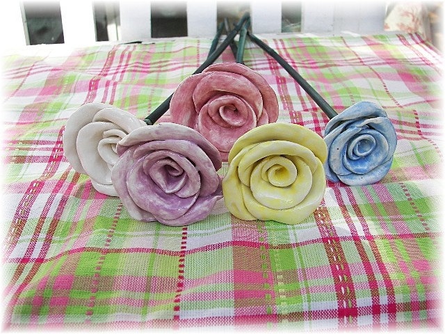 Roses Home Decor Ceramic Flowers Farmhouse Home Decor Roses on - Etsy