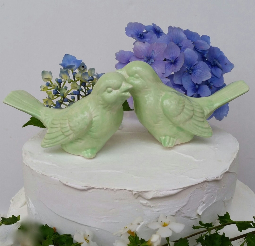 Birds Wedding Cake Toppers Love Birds Mint Color Vintage in Mint Green ...