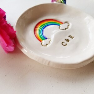 Rainbow Gay Pride Trinket Dish Wedding Friendship Ceramic With Gold ...