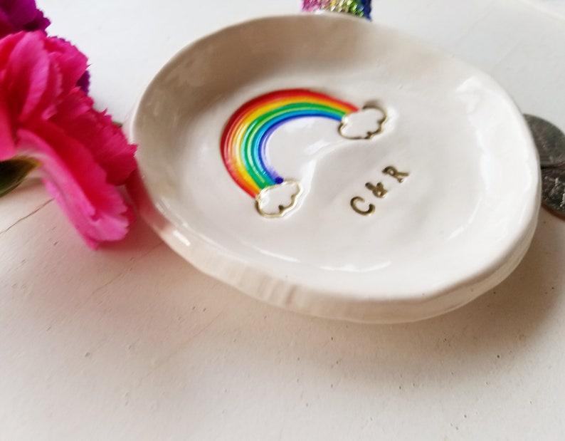 Rainbow Gay Pride Trinket Dish Wedding Friendship Ceramic With - Etsy