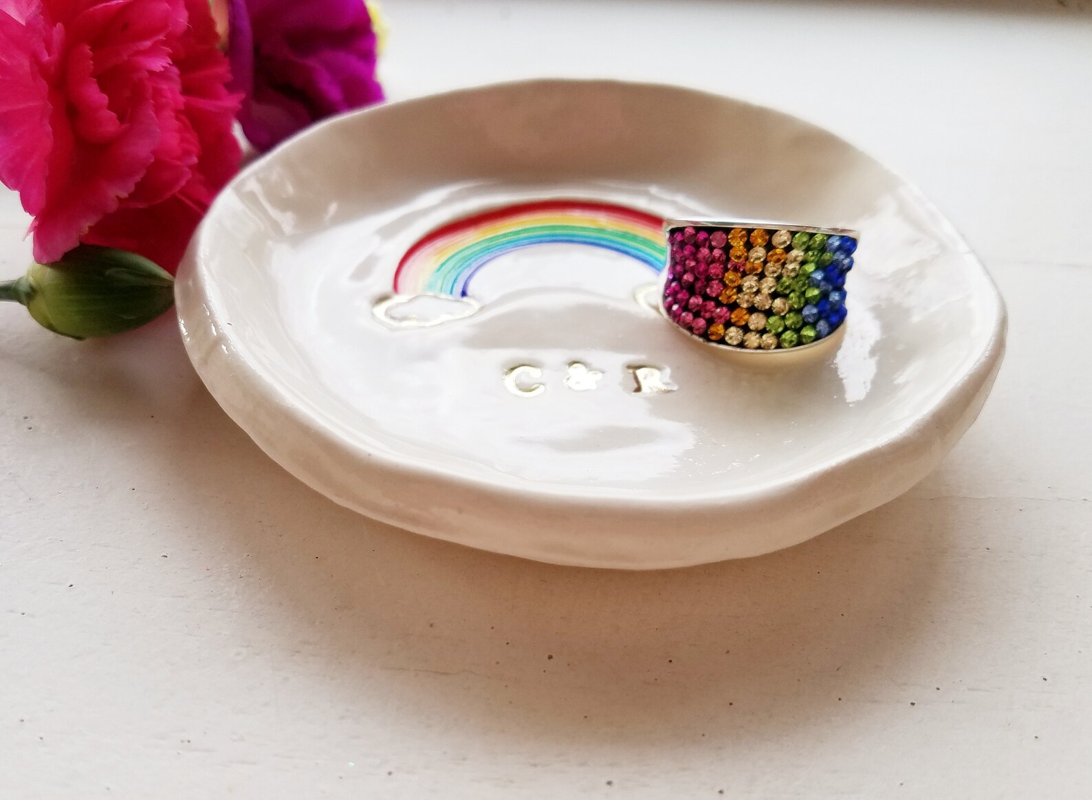 Rainbow Gay Pride Trinket Dish Wedding Friendship Ceramic With | Etsy