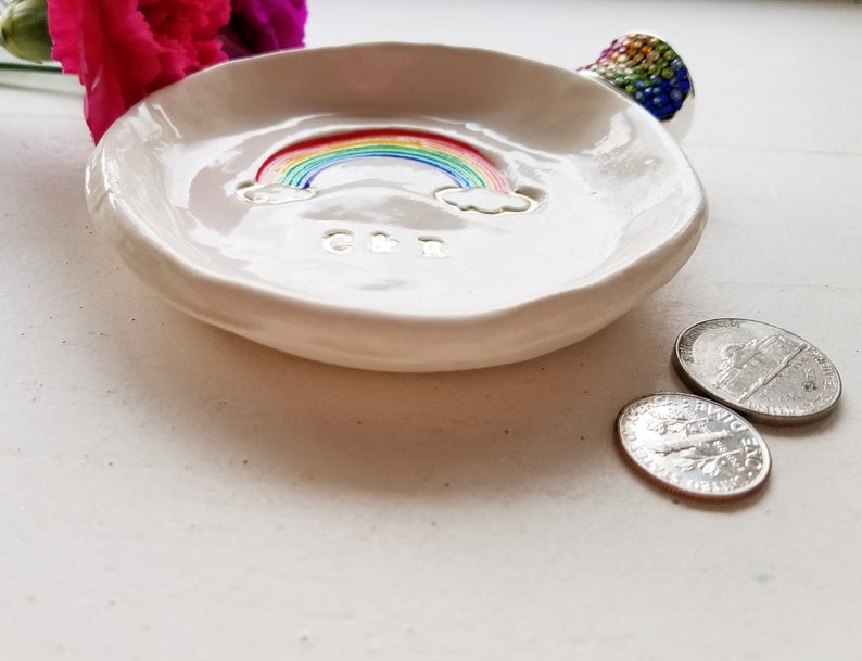Rainbow Gay Pride Trinket Dish Wedding Friendship Ceramic With - Etsy