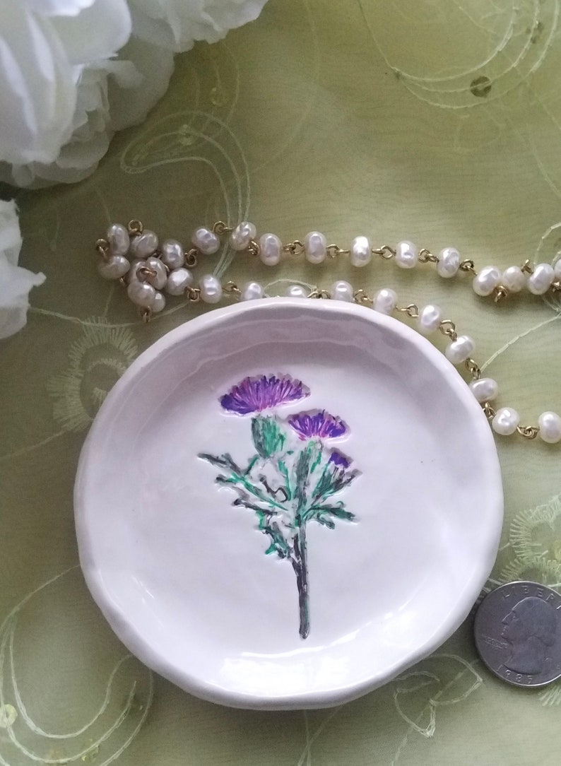Ceramic Trinket Dish Outlander Thistle Design Gift Jewelry | Etsy