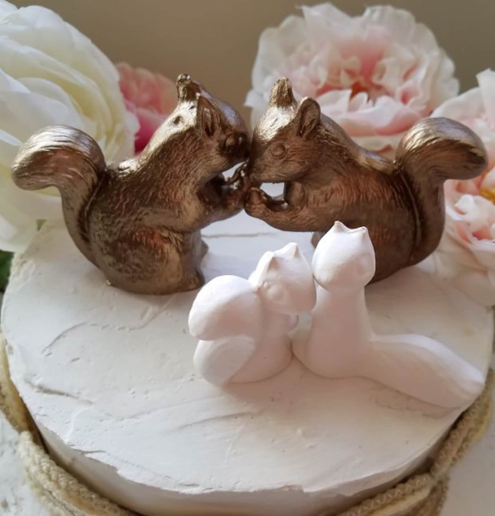 Squirrel Copper Wedding Cake Topper Large in Stock Ceramic | Etsy