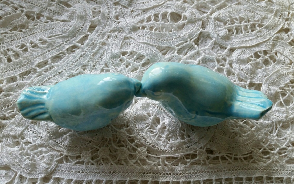 Blue Love Birds/ in Stock Ready to Ship/wedding Cake Topper / Vintage ...