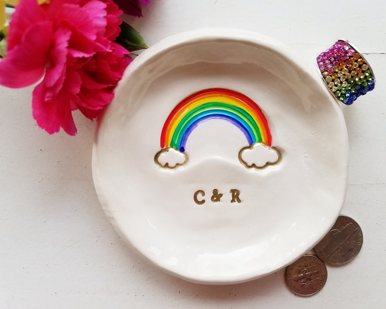 Rainbow Gay Pride Trinket Dish Wedding Friendship Ceramic With | Etsy