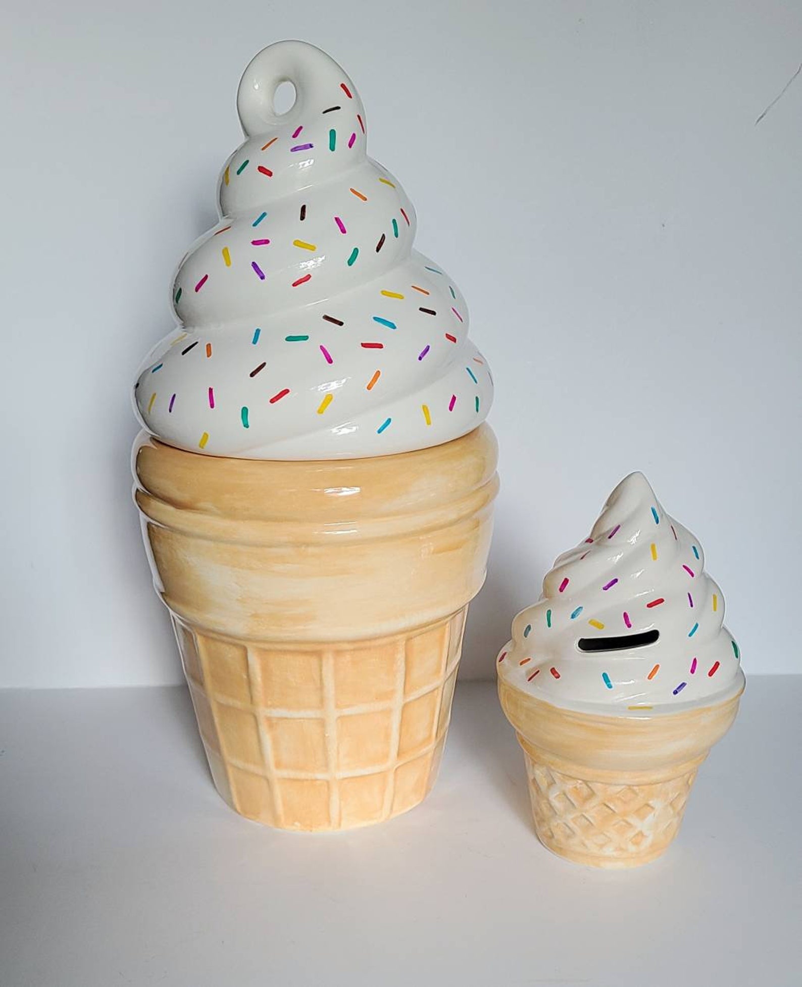 Ice Cream Cone Bank/soft Serve/medium Size Ceramic/bakery | Etsy