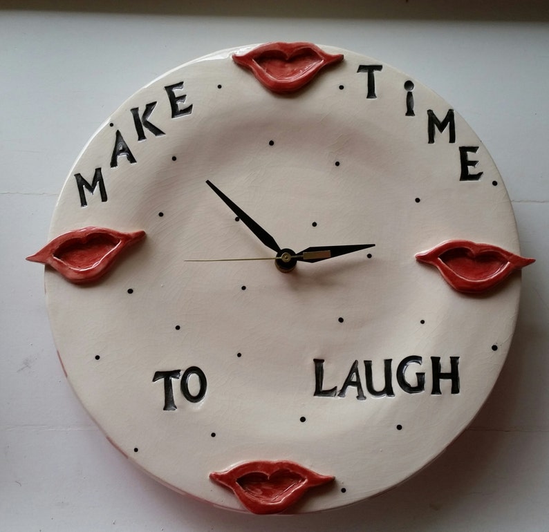 Wall Clock Comedy Humor Wall Decor Make Time to Laugh Ceramic Funny ...