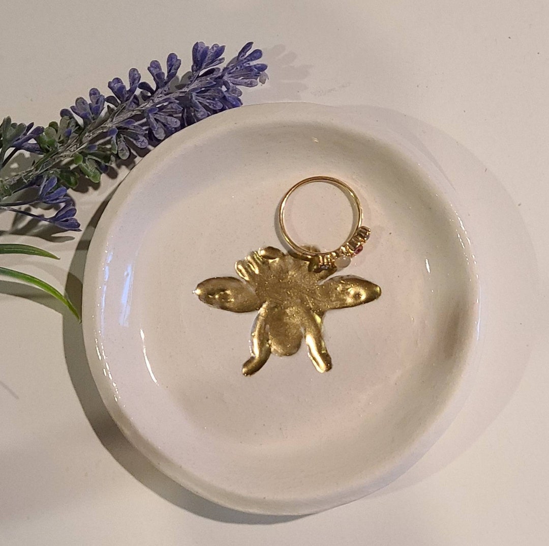 Trinket Dish/bee Design/ceramic Dish/friendship Gift/jewelry Storage ...