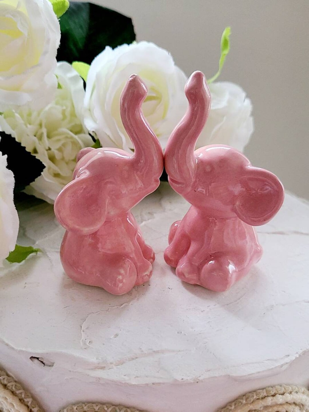 Pink Elephant Wedding Cake Exact Toppers Ready to Ship Ceramic in Love ...