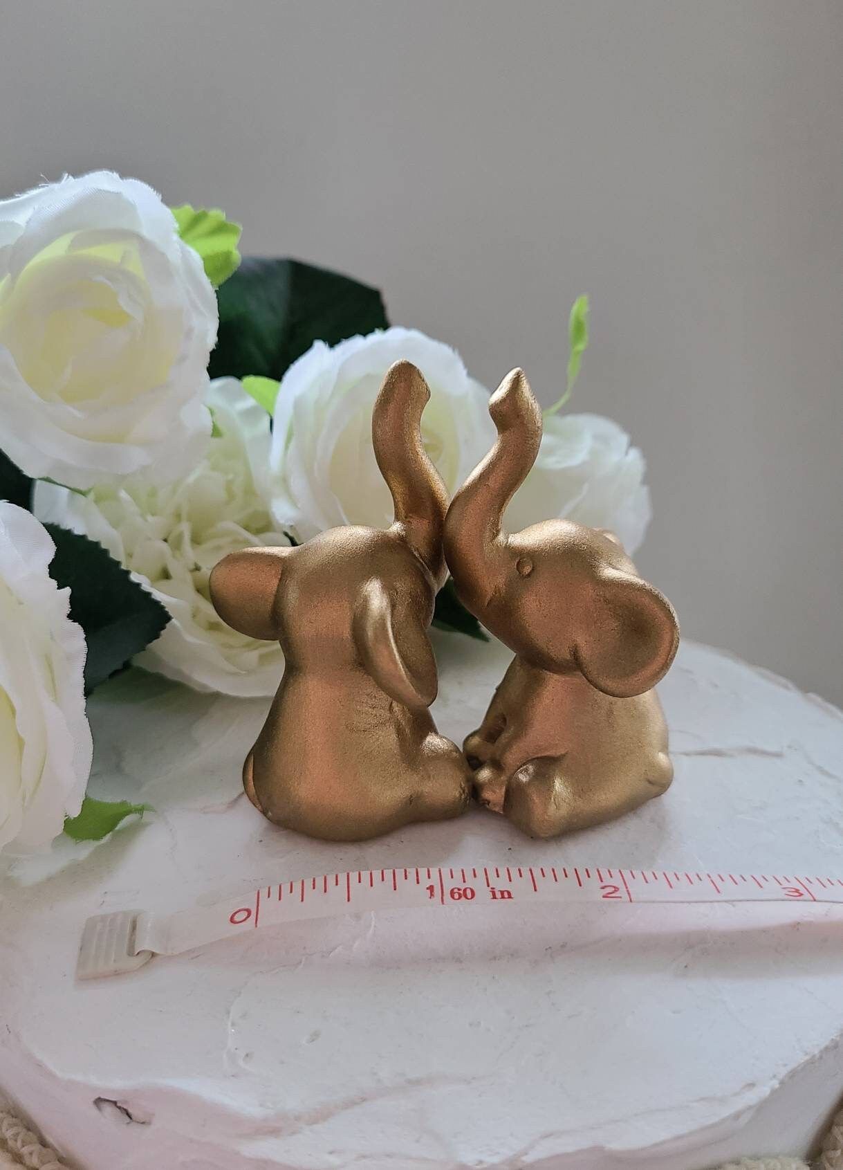 Gold Elephant Wedding Cake Toppers Ceramic/Jungle themed | Etsy