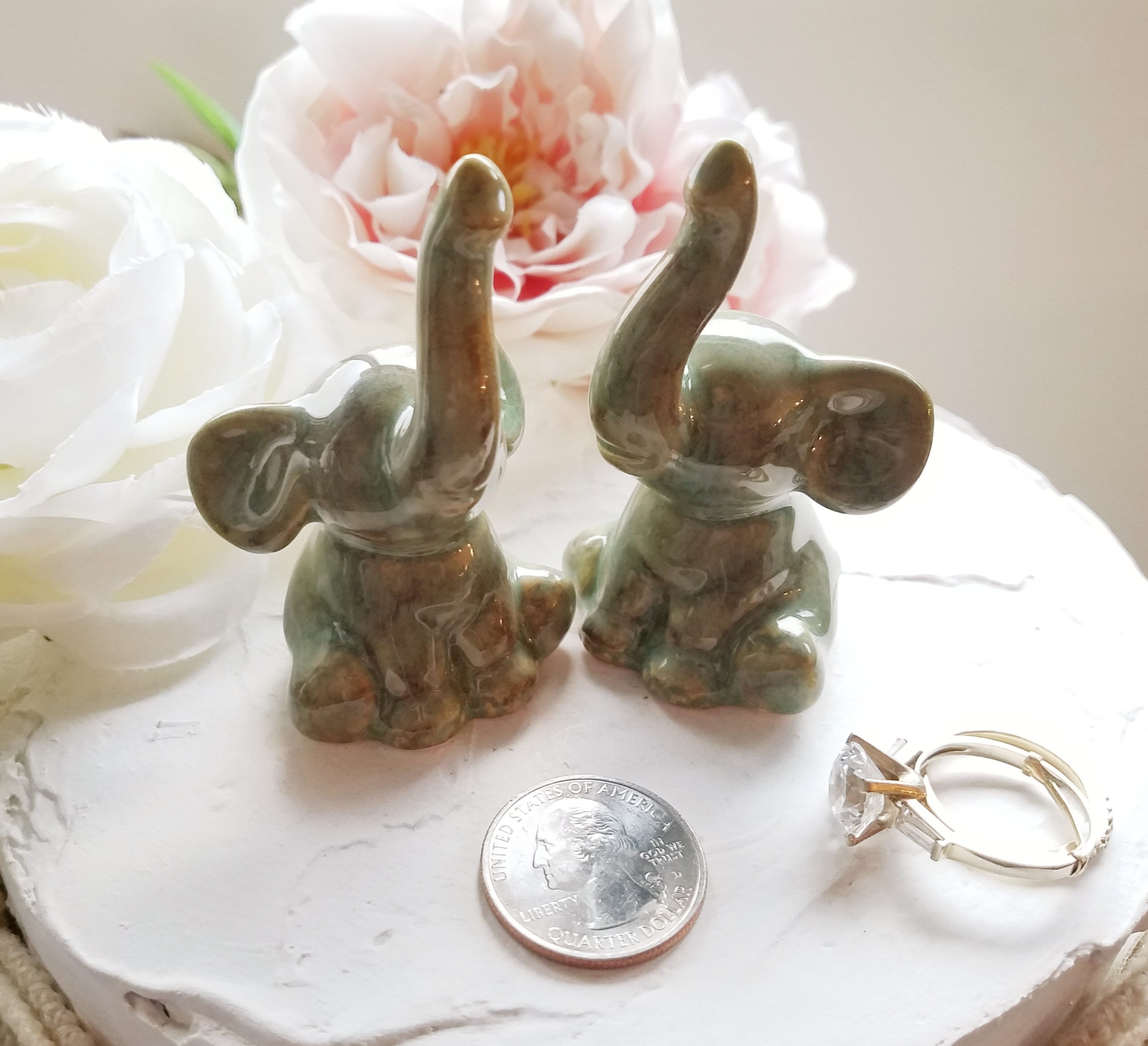 Elephant Wedding Cake Toppers Ceramic in Love Animals Home Decor ...