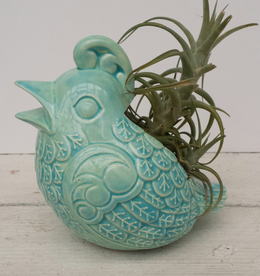 Bird Planter Vintage Design Contemporary Aqua Planter Aqua Home Decor ...