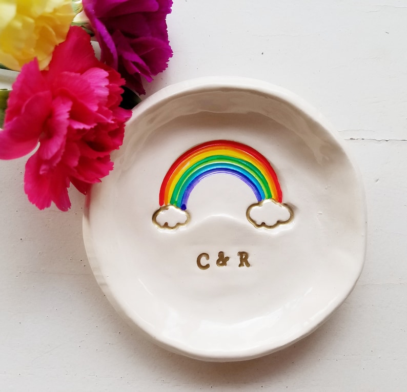 Rainbow Gay Pride Trinket Dish Wedding Friendship Ceramic With | Etsy