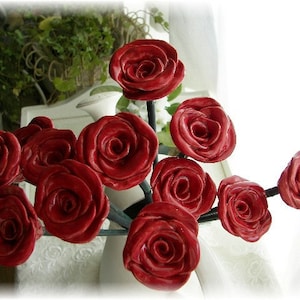 Rose Home Decor Ceramic Flowers Farmhouse Home Decor Roses on Stems ...