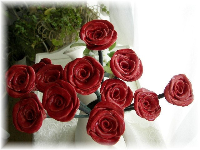 Roses Home Decor Ceramic Flowers Farmhouse Home Decor Roses on - Etsy