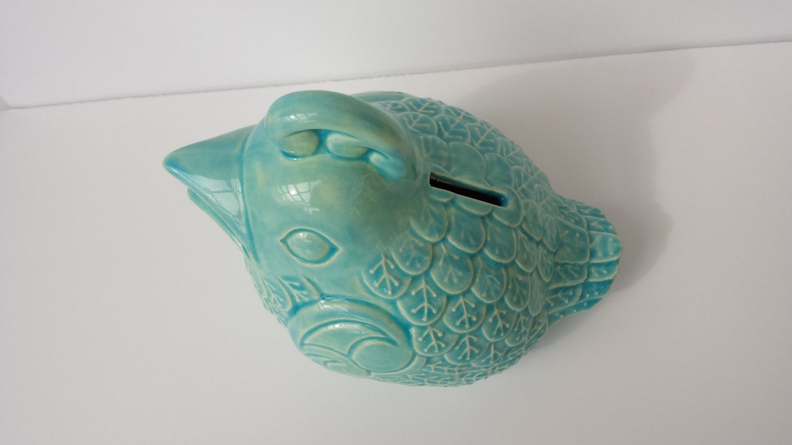 Bank Bird Bank Aqua Modern Vintage Graduation Gift Home Decor Gift ...