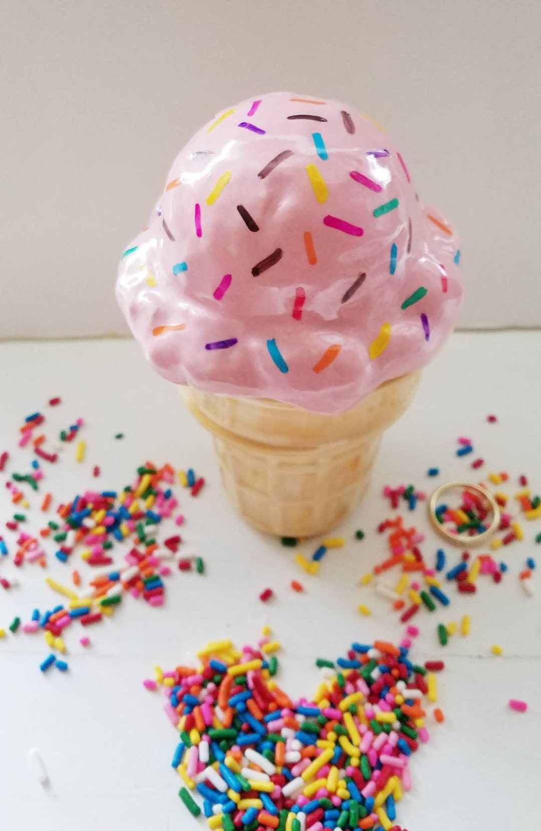 Ice Cream Decor/ceramic Ice Cream/chunky Cone With Sprinkles/trinket ...