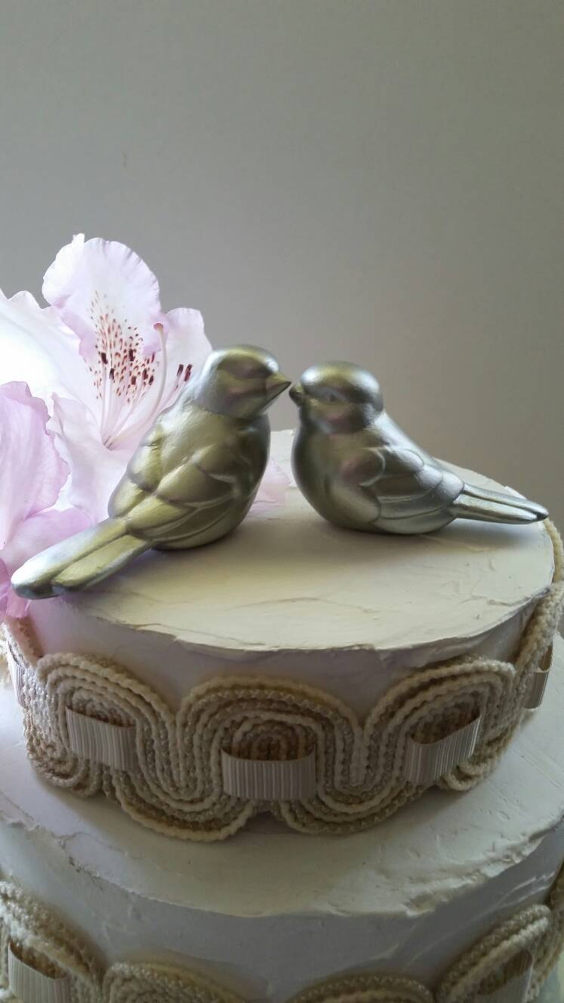 Birds Cake Topper Wedding Cake Topper Silver Love Birds Home Decor ...
