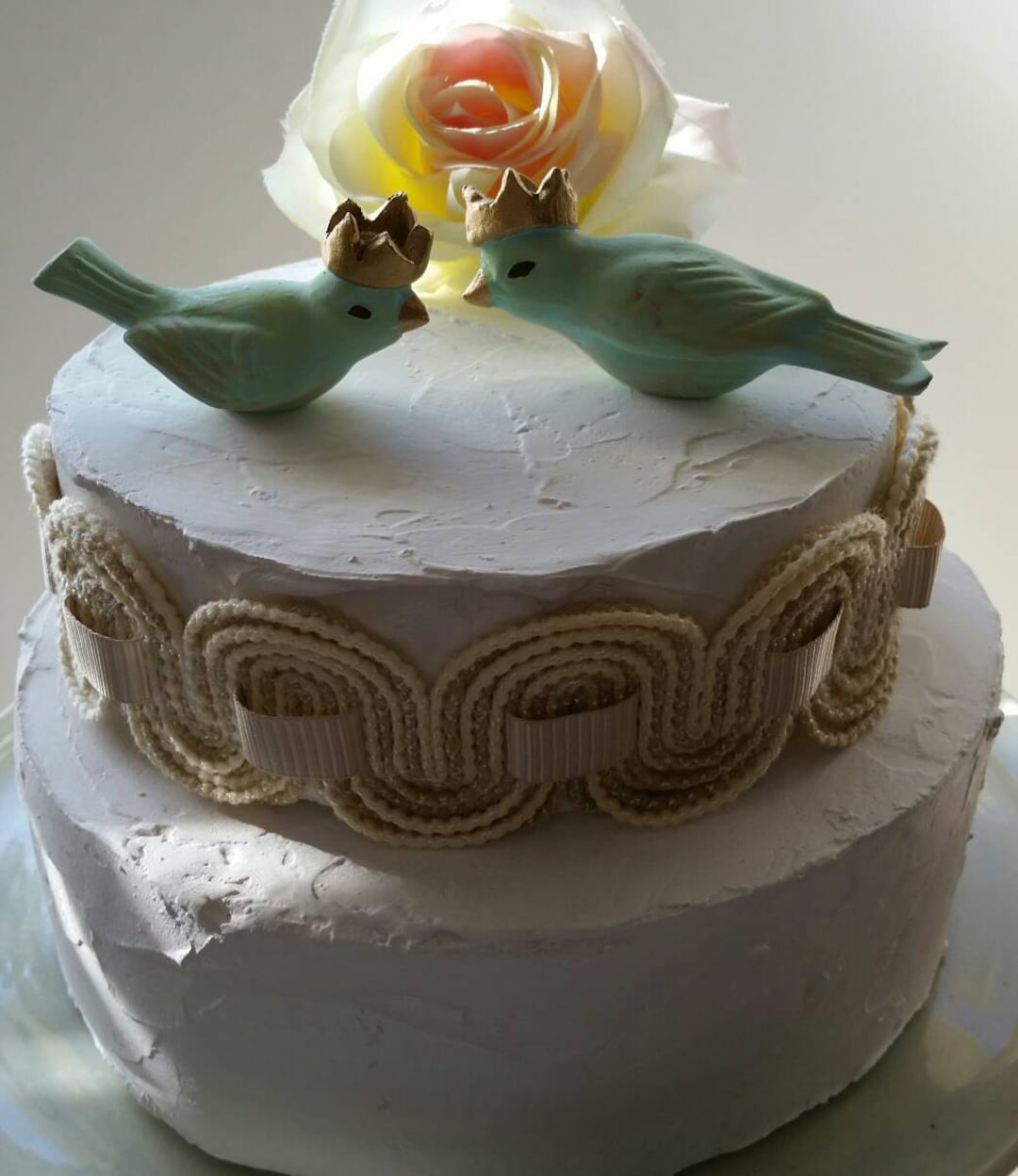 Bird Cake Topper Mint Color Love Birds Wedding Birds With Crowns ...