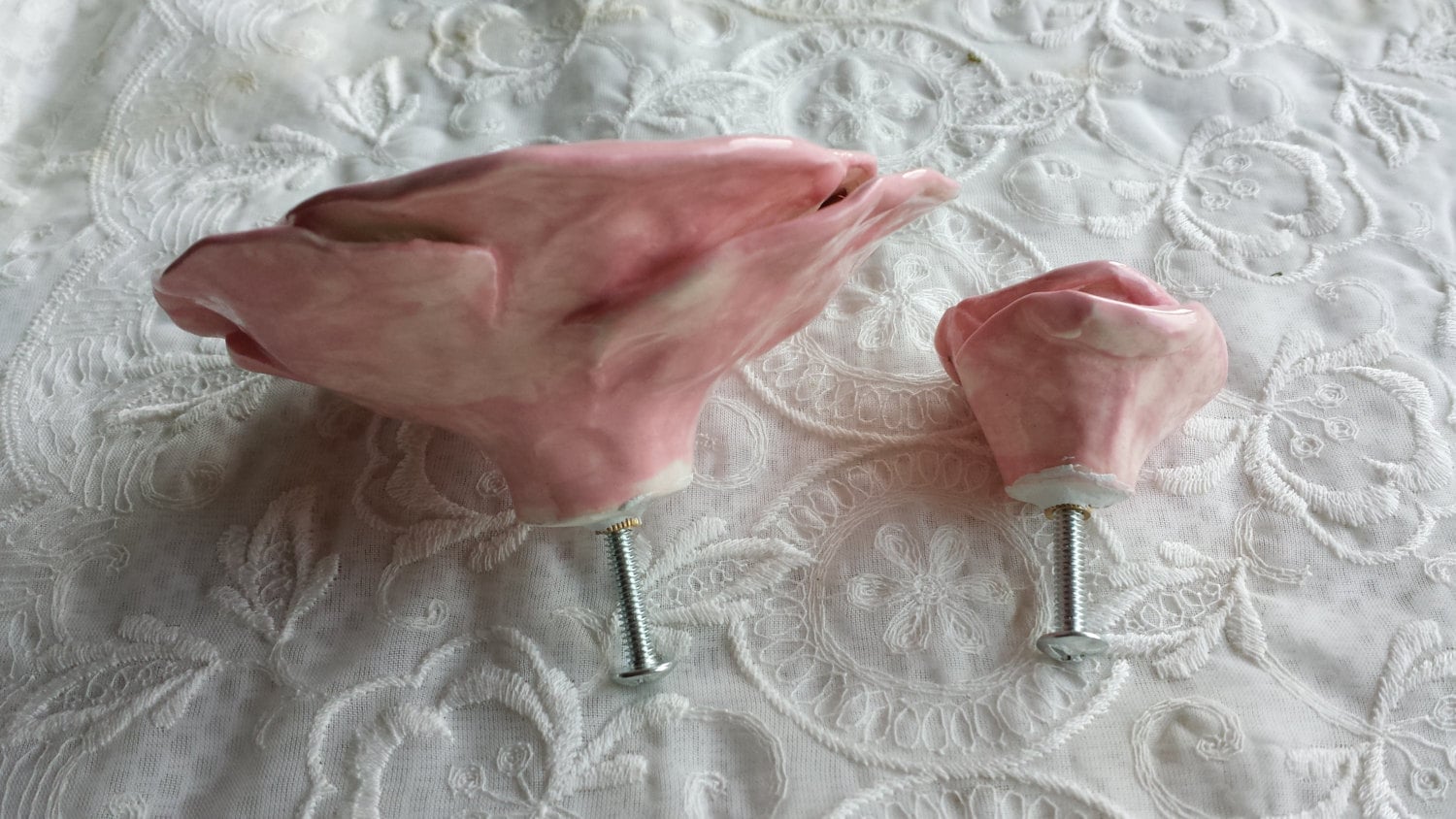 Rose Knobs Hardware 3" Extra Large Pink Rose Flower Knobs Price is for ...