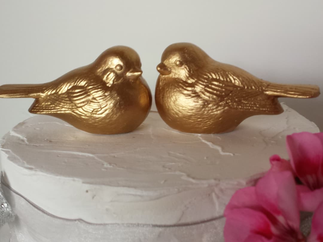 Gold Wedding Cake Topper/love Birds Gold Vintage Birds/gold Home Decor ...