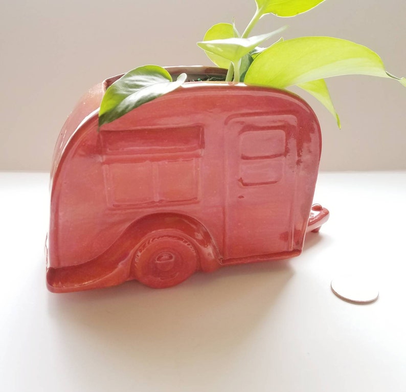 Camper Trailer Planter /garden Art Ceramic/ Storage/ White Vintage ...