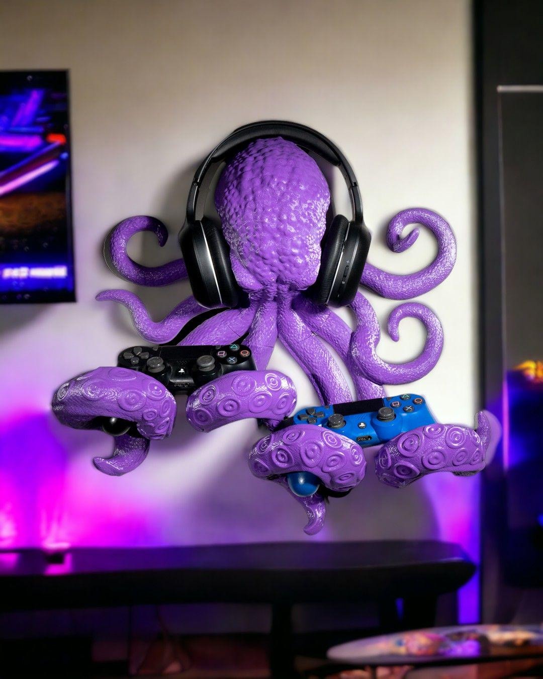 Octopus Headphone & Controller Holder: 3D Printed Gamer Decor - Etsy