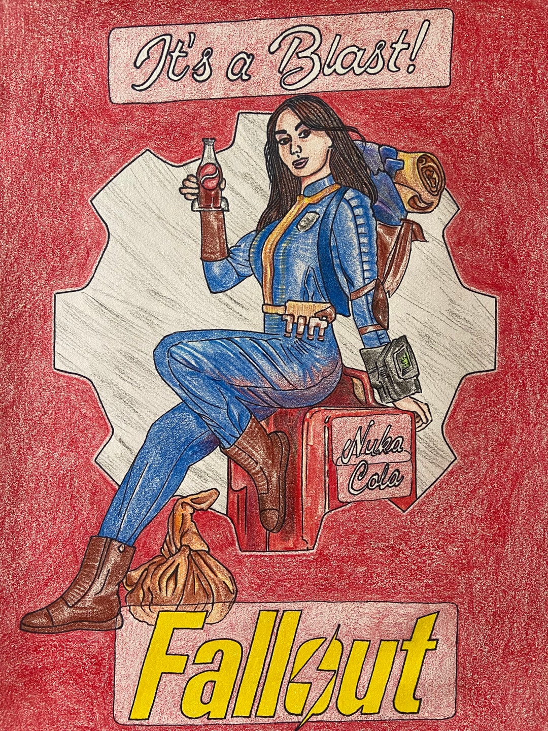 Fallout 2024 Movie Poster Handmade, Hand Drawing, Original Gift, Nuka ...