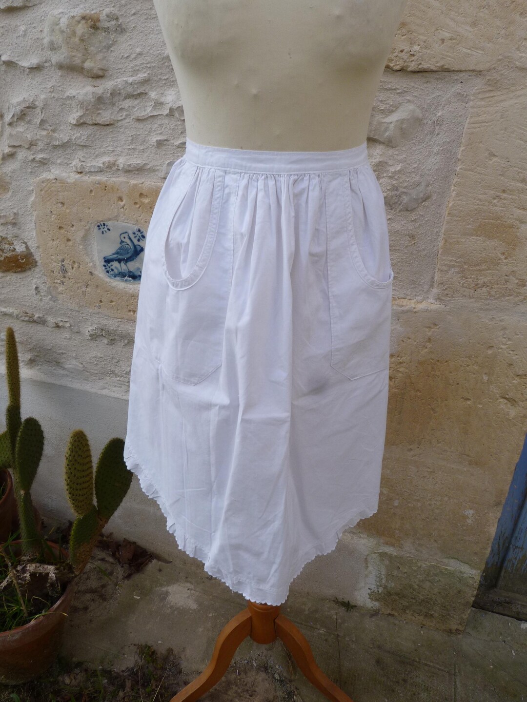 Vintage Old French 1890/1900 Victorian Edwardian White Cotton Scalloped ...