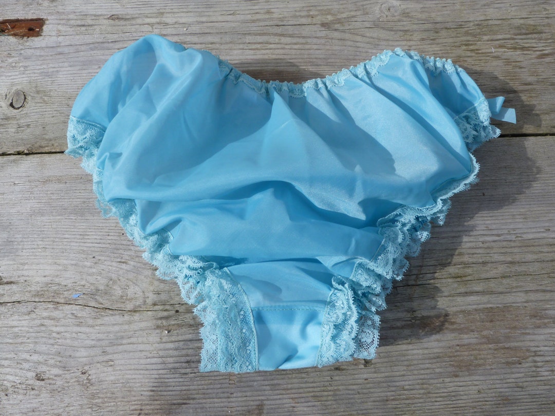 Vintage Blue Semi Sheer Polyamide and Lace Pants Bloomers Burlesque ...