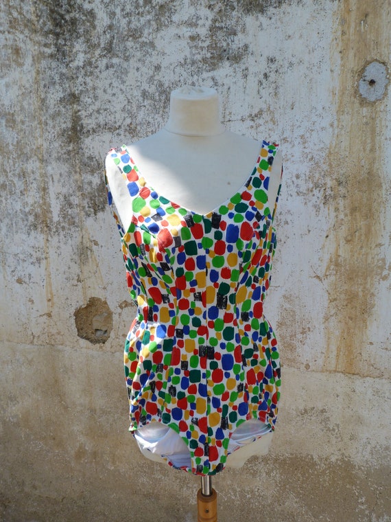 Vintage 1950/1960 Swim Suit One Piece Muticolored Swimwear | Etsy