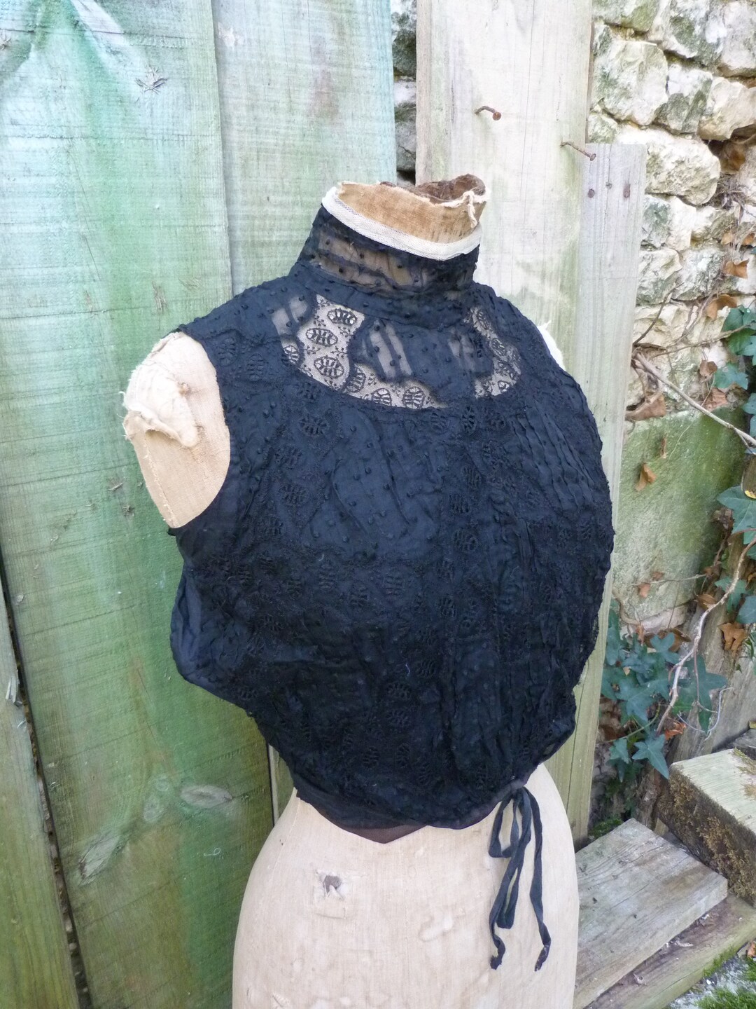 Vintage Edwardian 1900/1910 Black Coton & Lace Devantier Half Blouse - Etsy
