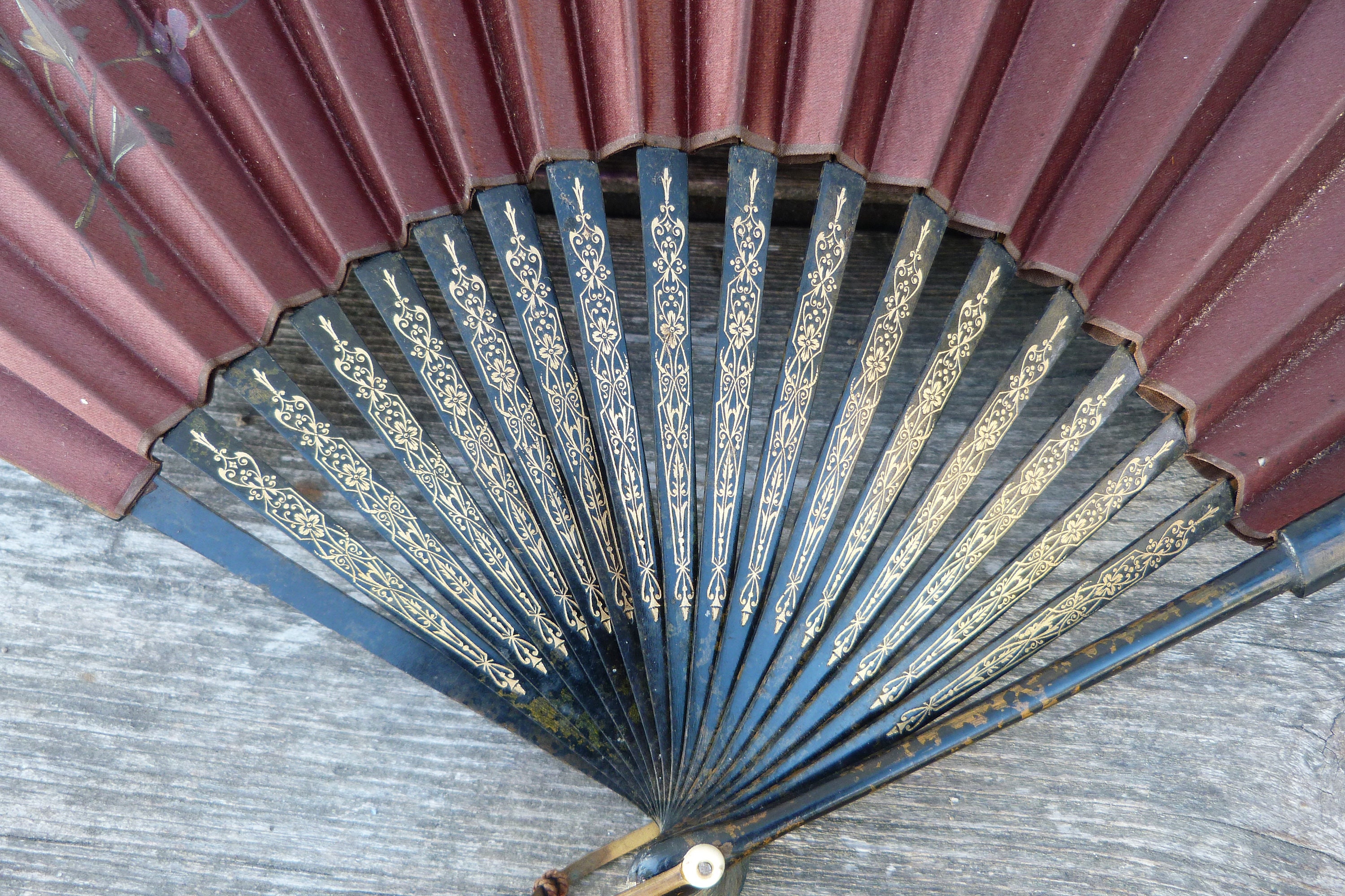 Vintage Old French Victorian Cut Out Wood & Painted Silk Large | Etsy