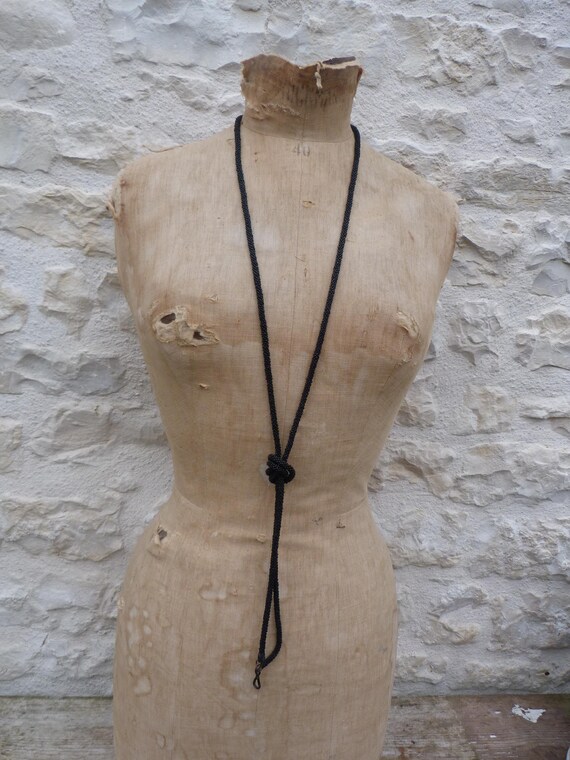 Vintage old French Victorian 1890/1900 long black ti… - Gem