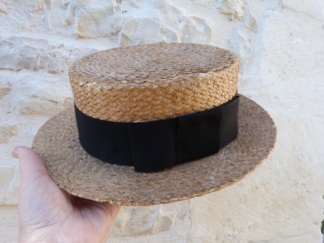 Vintage Antique Edwardian Old French 1900 Straw Boater Hat - Etsy