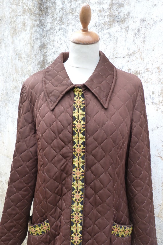Vintage 1960/1970 French quilted brown robe with fol… - Gem