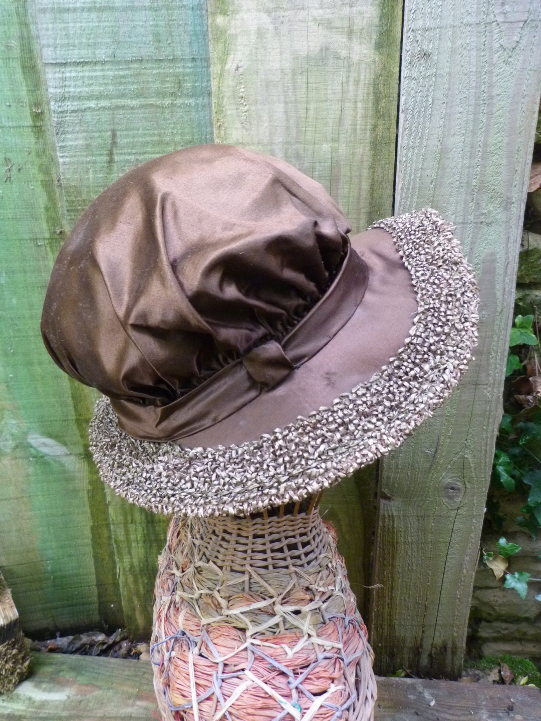 Vintage Antique Old French 1910 Women Hat Brown Raphia & Satin - Etsy