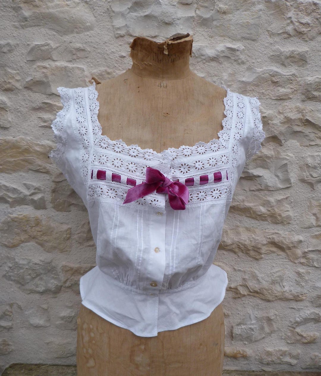 Vintage Edwardian Bodice Cache Corset Handmade Embroideries Old French ...